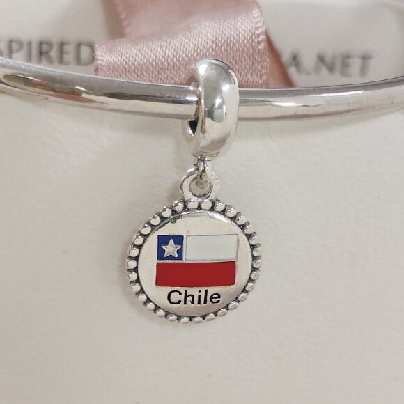 Pandora | Jewelry | Pandora Chile Flag Dangle Charm S925 Silver With ...